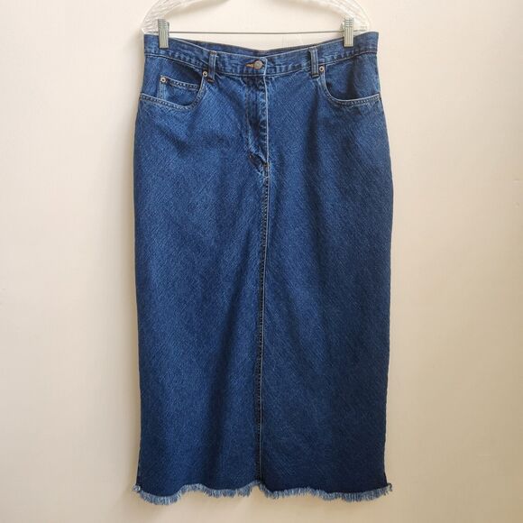 bill blass | Skirts | Bill Blass Jean Skirt Women 4 Blue Denim Back ...
